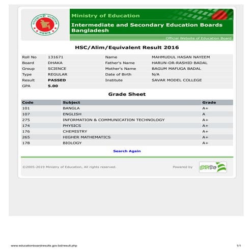 Hsc result | PDF