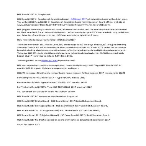HSC Result 2017 BD | DOCX