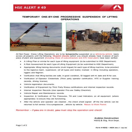 Hse alert 49 - suspension of lifting operations | DOCX