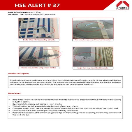 Hse alert 37 2018 cradle incident auh | PDF