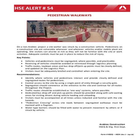 Hse alert 54 pedestrian walkways | PDF