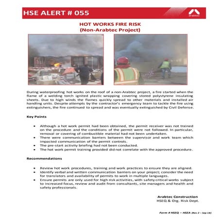 Hse alert 55 hot works fire risk | PDF