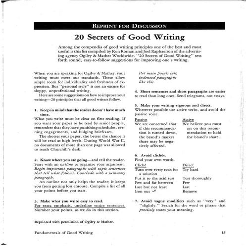 The secrets of good writing for business - Ogilvy & Mather | PDF