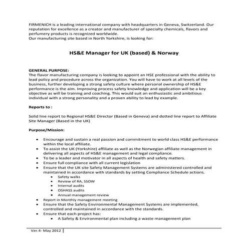 Hse Manager Uk V4 | PDF