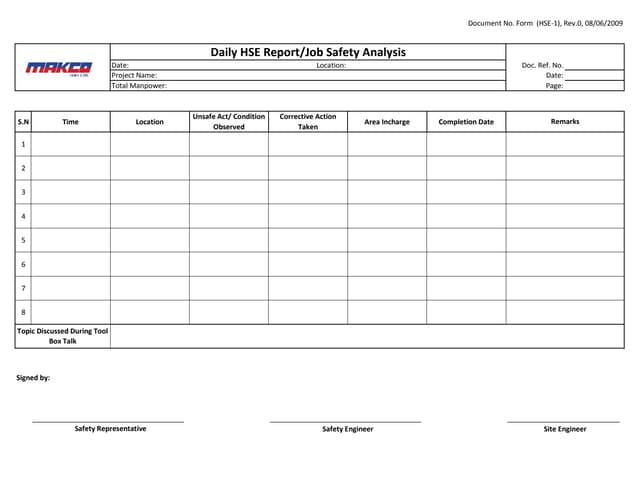 SUB CONTRACTORS HSE CHECKLIST Form # HSEQ - SPSC Rev 2 -.docx