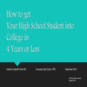 How to get Your High School Student into College in 4 years or Less | PPTX