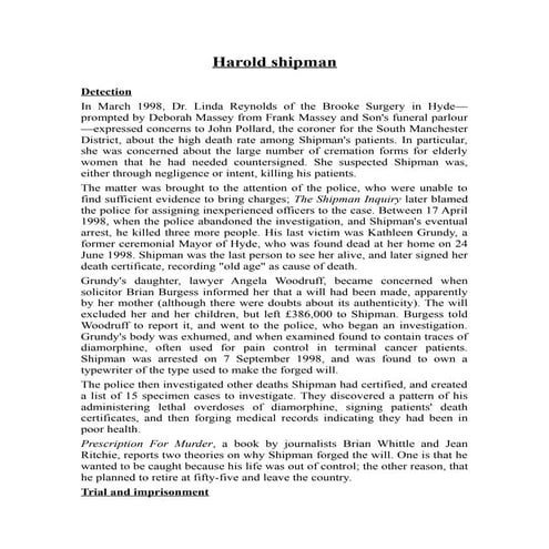 Harold shipman | PDF