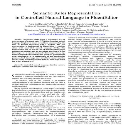 Semantic Rules Representation in Controlled Natural Language in FluentEditor | PDF