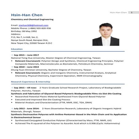 HsinHan Chen CV linkedin | PDF