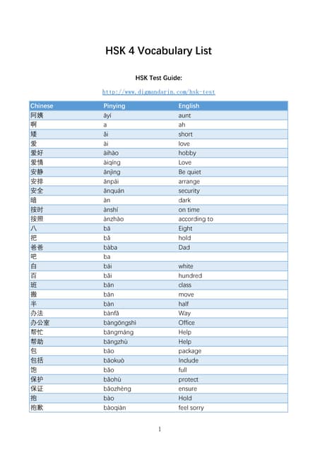 Hsk 2 vocabulary list | PDF