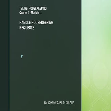 HOUSEKEEPING QUARTER 1 MODULE 1 NEGROS VERSION | PPTX