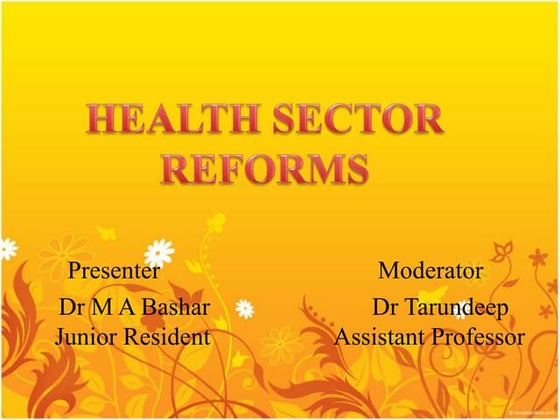 Healthcare Reforms In India Ppt