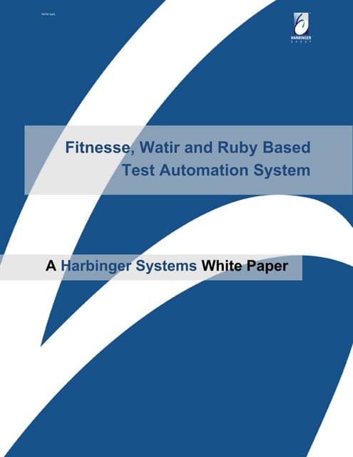 Fitnesse Watir And Ruby Based Test Automation System Pdf