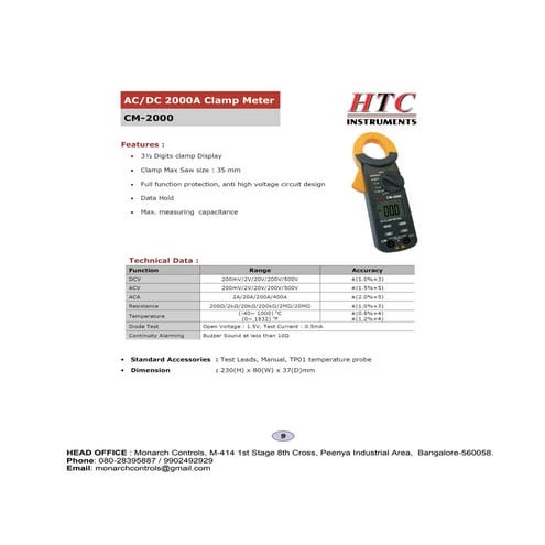 Htc clamp meter cm 2056 | PDF