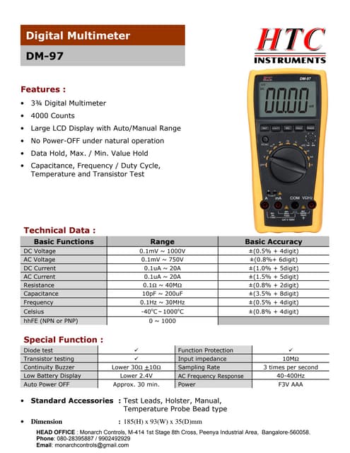 Htc digital multimeter dm 88 | PDF | Consumer Electronics | Technology ...