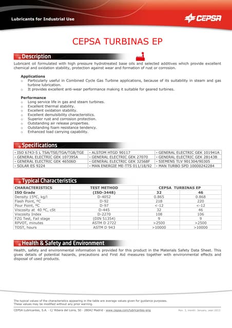 Olio Idraulico Cepsa - Hidráulico HM ISO 32, 46, 68 - Fornid | PDF