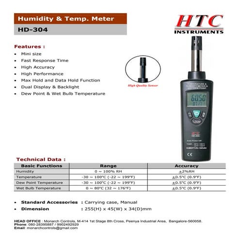 Htc humidity & temperature meter hd 304 | PDF