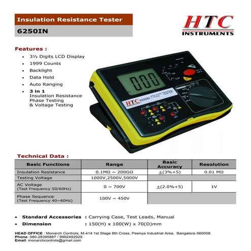 Htc insulation resistance tester 6250 in | PDF