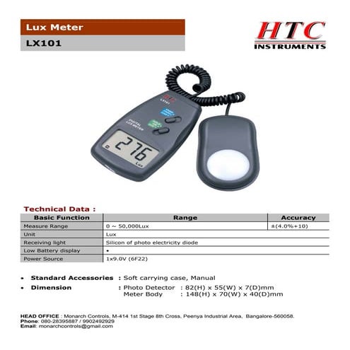 Htc lux meter lx 101 | PDF
