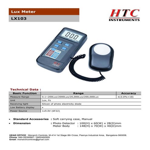 Htc lux meter lx 103 | PDF