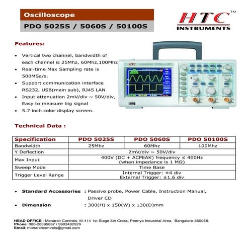 Htc oscilloscope pdo 5025 s,5060s,50100s | PDF