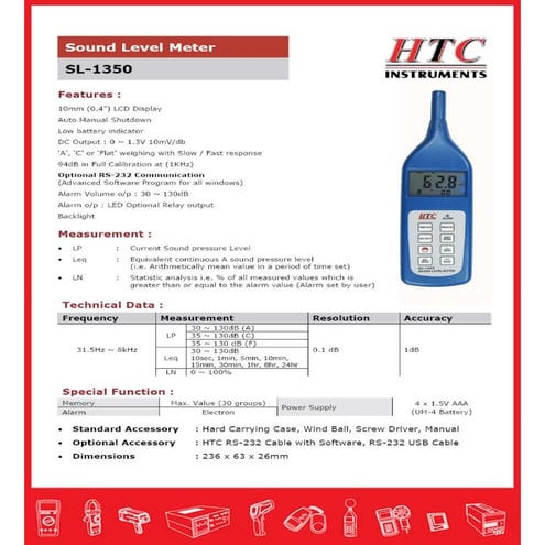 Htc sound level meter sl 1350 | PDF