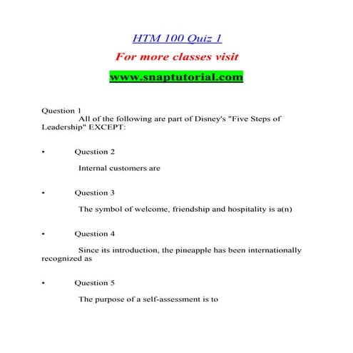 HTM 100 help Successful Learning/Snaptutorial | PDF