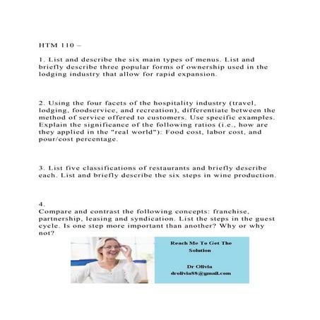 HTM 110 – 1. List and describe the six main types of menus. Li.docx