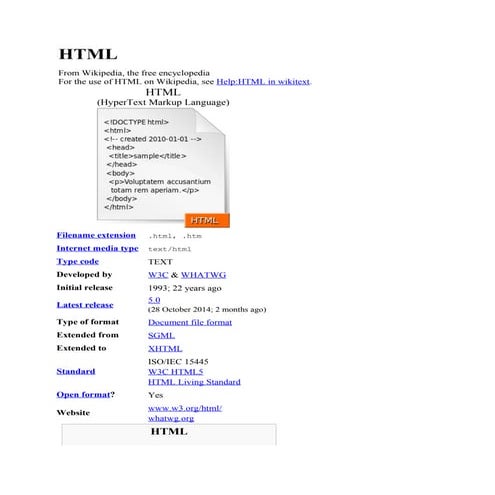 Html | DOC | Web Design and HTML | Internet
