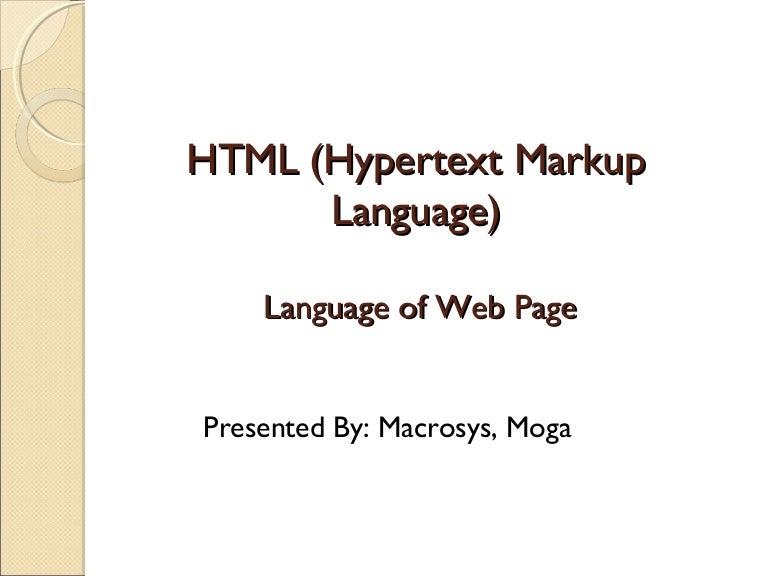 Presentation on HTML