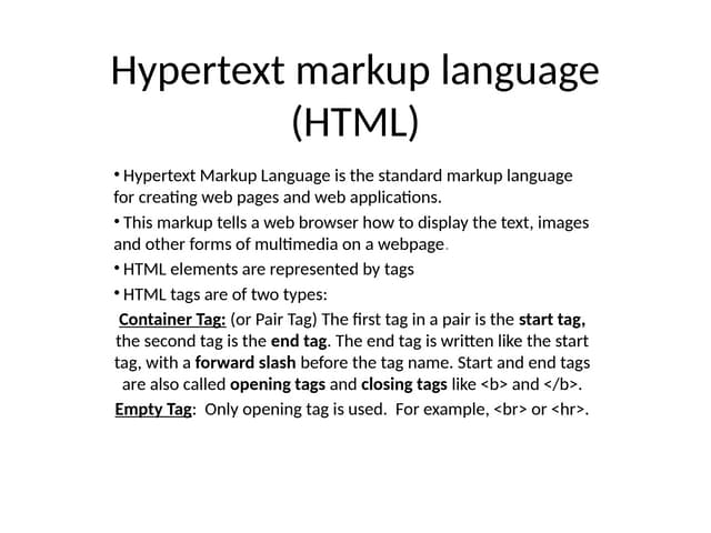Hyper text markup language basic programming slides | PPT Hyper text markup language basic programming slides | PPT