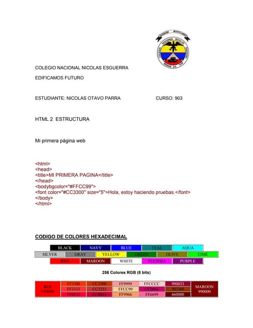 Tabela de cores em html | PDF