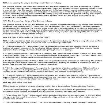 Explore Career Opportunities in Textile and Apparel Jobs | PDF