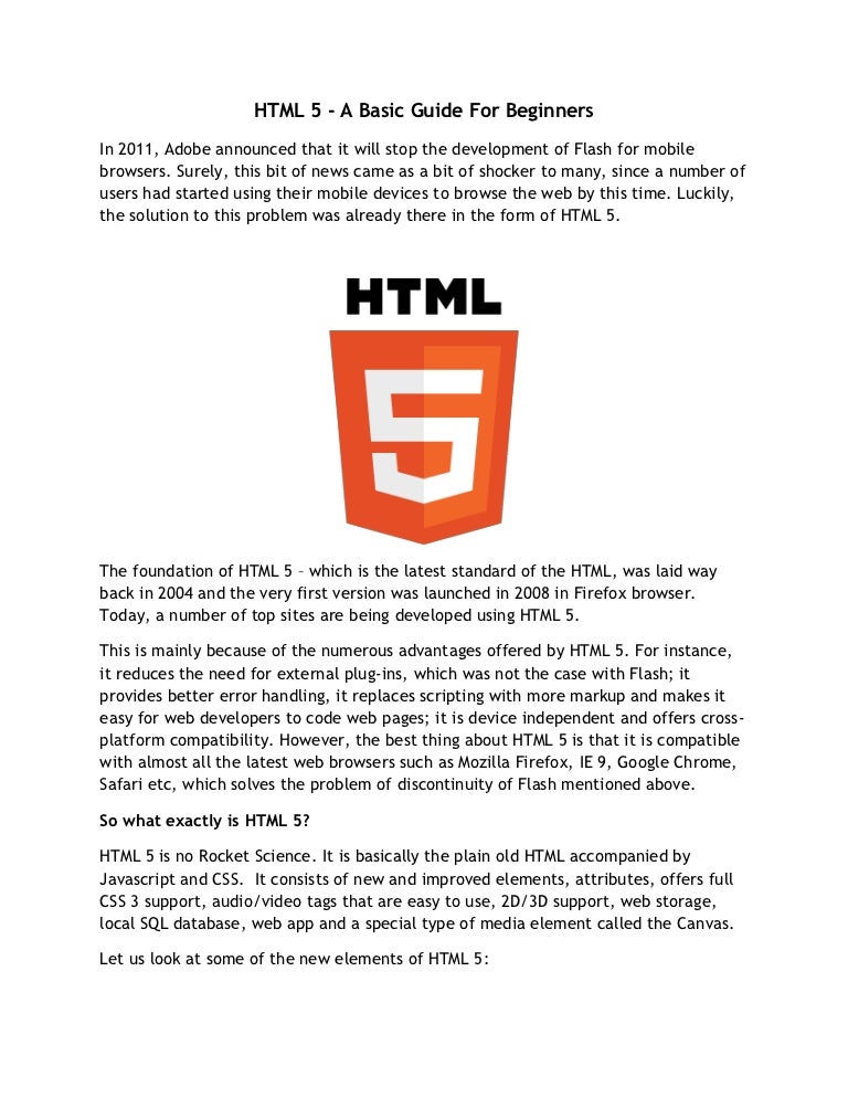 Html5 A Basic Guide For Beginners 9649