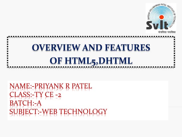 HTML5 and DHTML | PPT HTML5 and DHTML | PPT