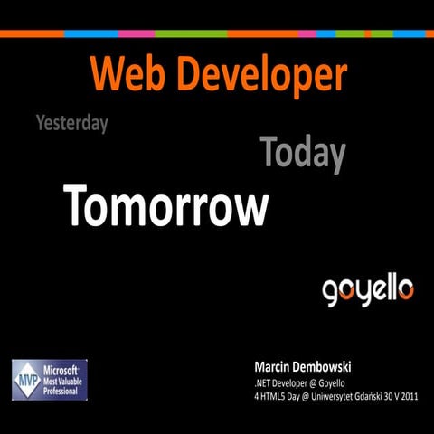 WebDeveloper - Yesterday, Today, Tomorrow | PPT