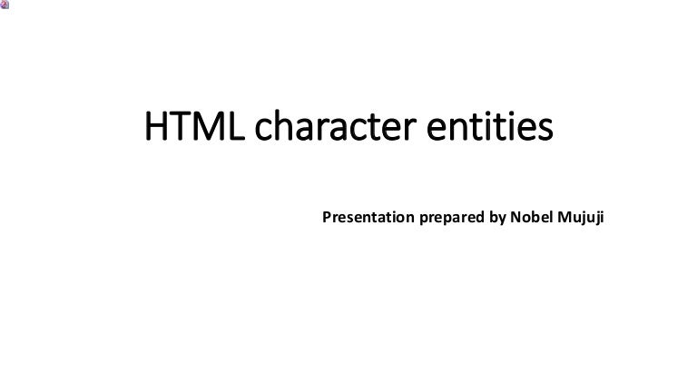 Html character entities