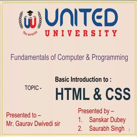 Html Css Intro Sanskar Saurabh Pptx