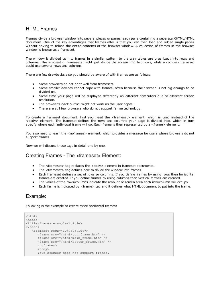Html frames