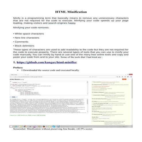 Html minification | PDF
