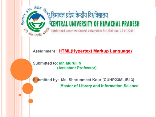 Html Hypertext Markup Language And Its Different Elements Pptx