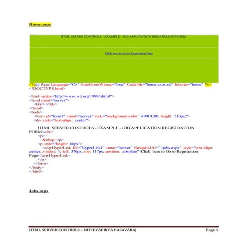 Html Server Control Asp With C Pdf
