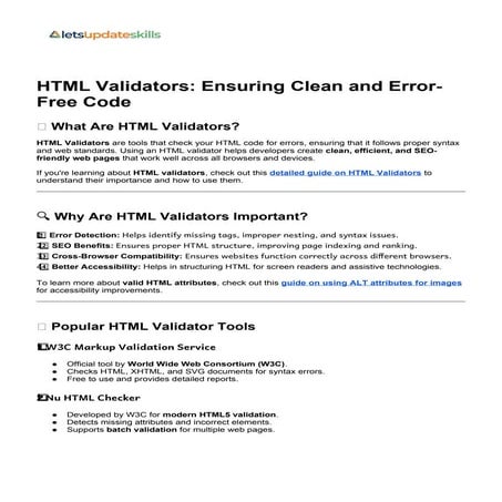 Html Validators Ensuring Clean And Error Free Codedocx