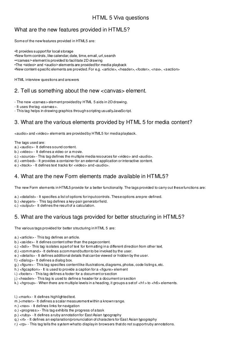 Html Viva Questions