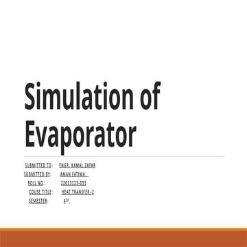 heat transfer simulation of evaporator on aspen | PPTX