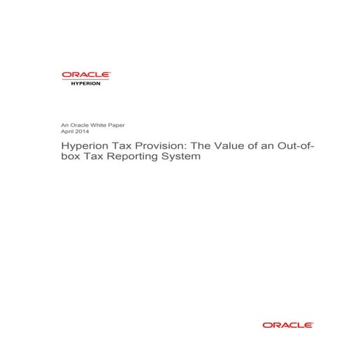 Oracle Hyperion Tax Provision - Value proposition | PDF