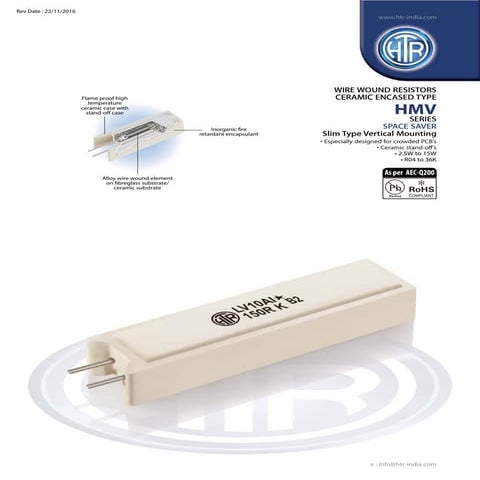 HMV - WIRE WOUND RESISTORS CERAMIC ENCASED TYPE | PDF