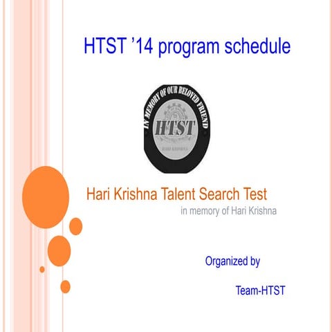 Htst ’14 program schedule | PPTX