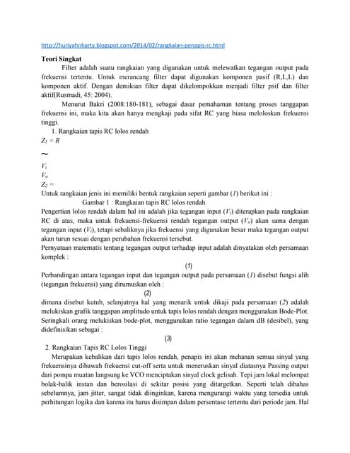 Konsep rangkaian filter aktif berbasis operational amplifier | PPTX