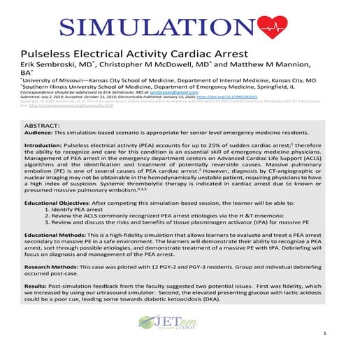Pulseless Electrical Activity Presentation | PPTX